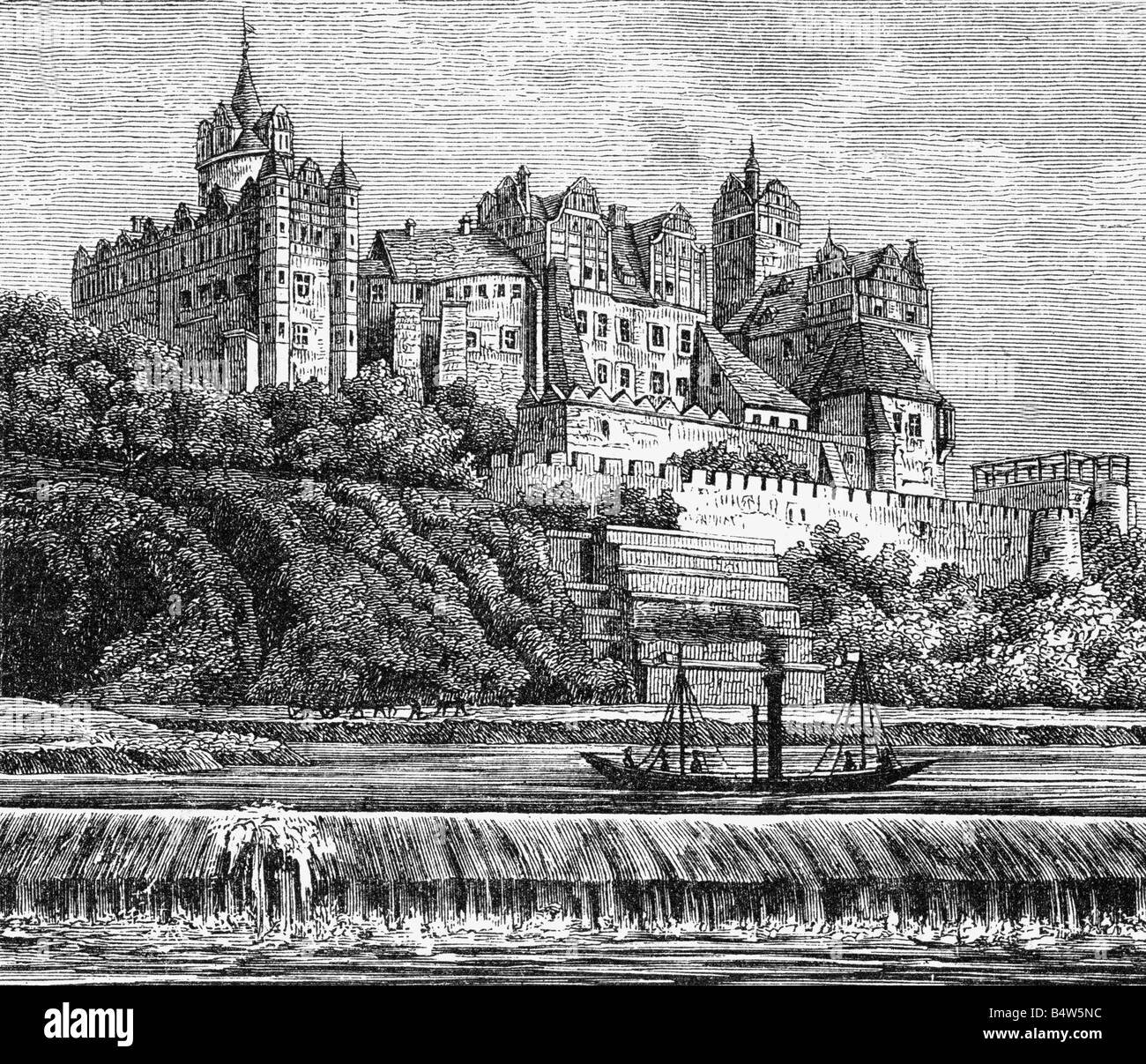 geography / travel, Germany, Bernburg, castle, exterior view, wood ...