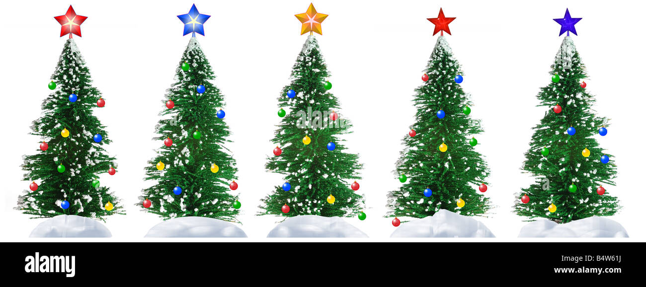 Fur tree A set artificial fur trees isolated on a white background ...