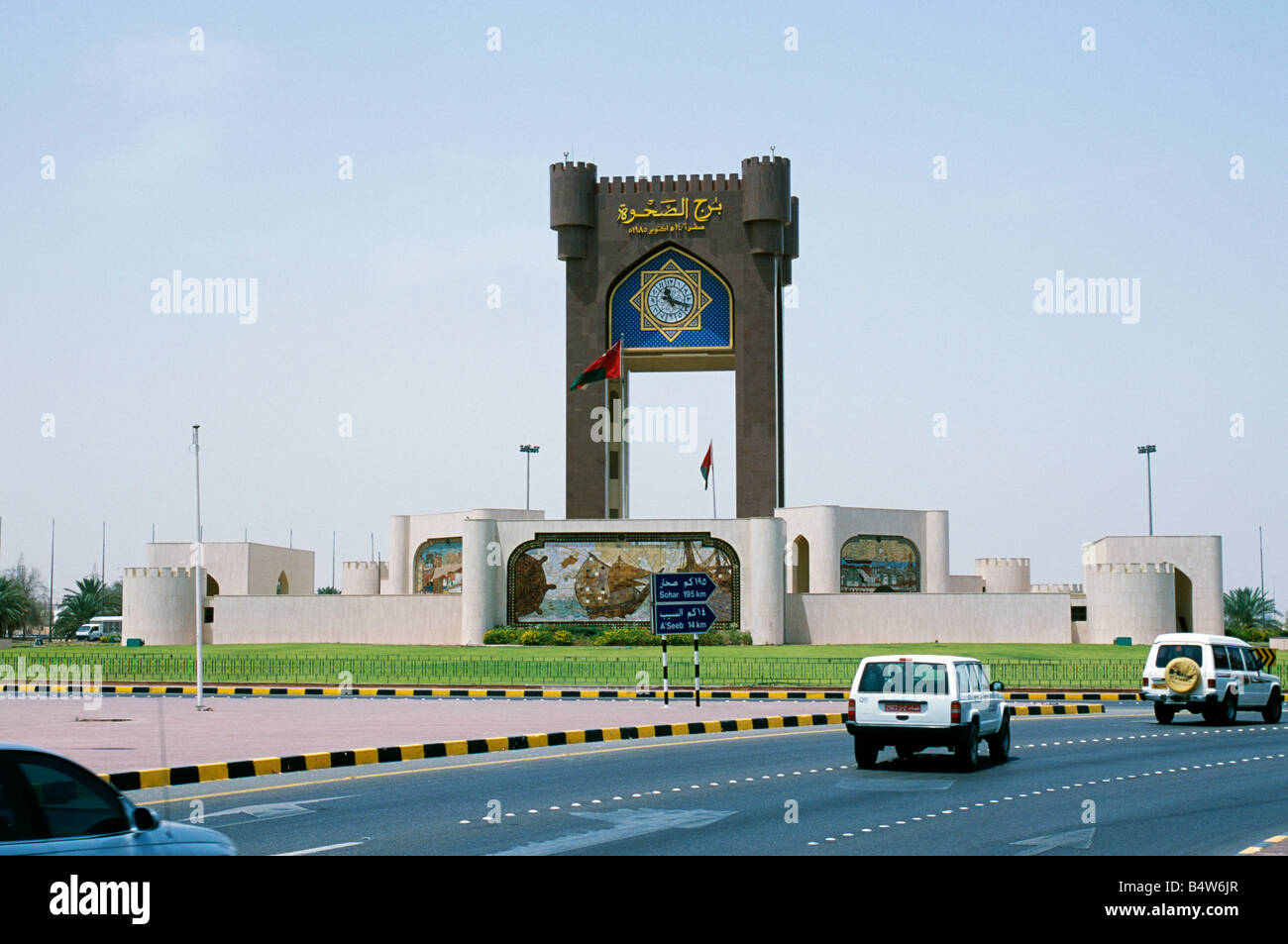 Oman, Muscat. The Clock Tower Roundabout is one of many roundabouts in ...