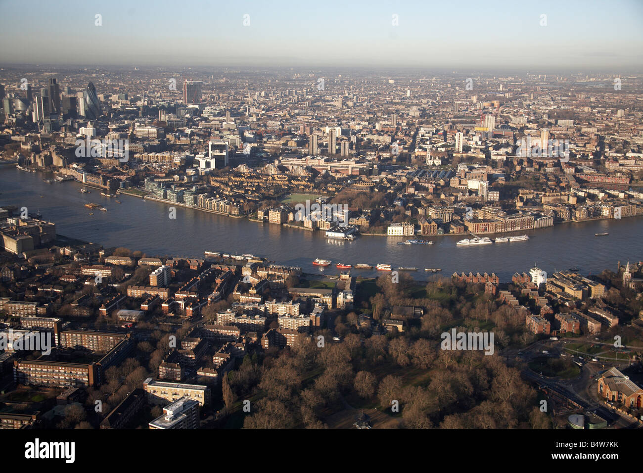 Aerial view north west of Southwark Park residential buildings ...