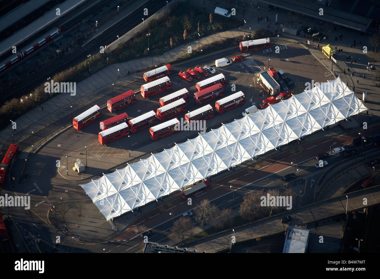 Aerial view north west of Stratford Bus Station Great Eastern Road ...