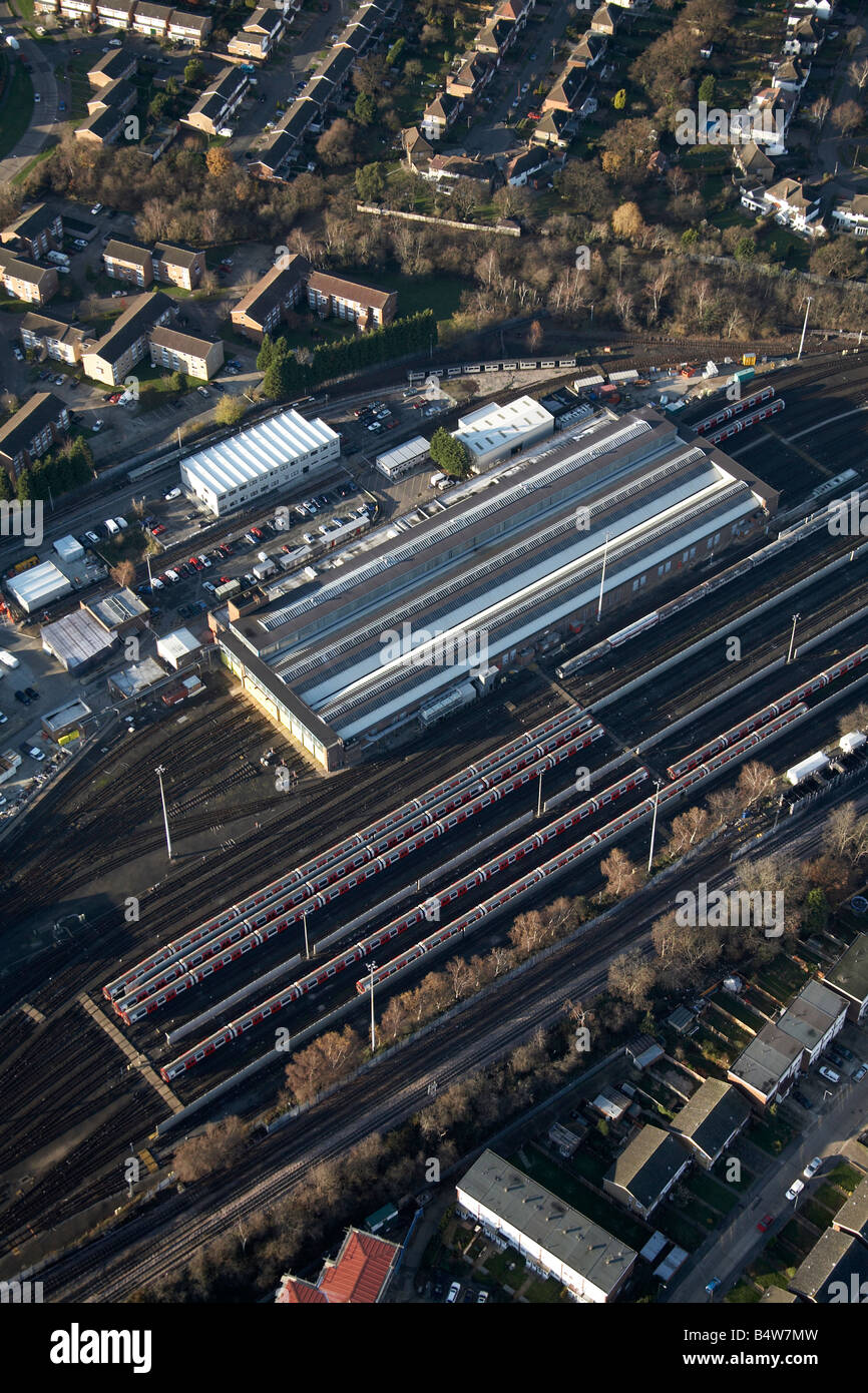 Aerial view north west of London Underground Hainault Rail Depot ...