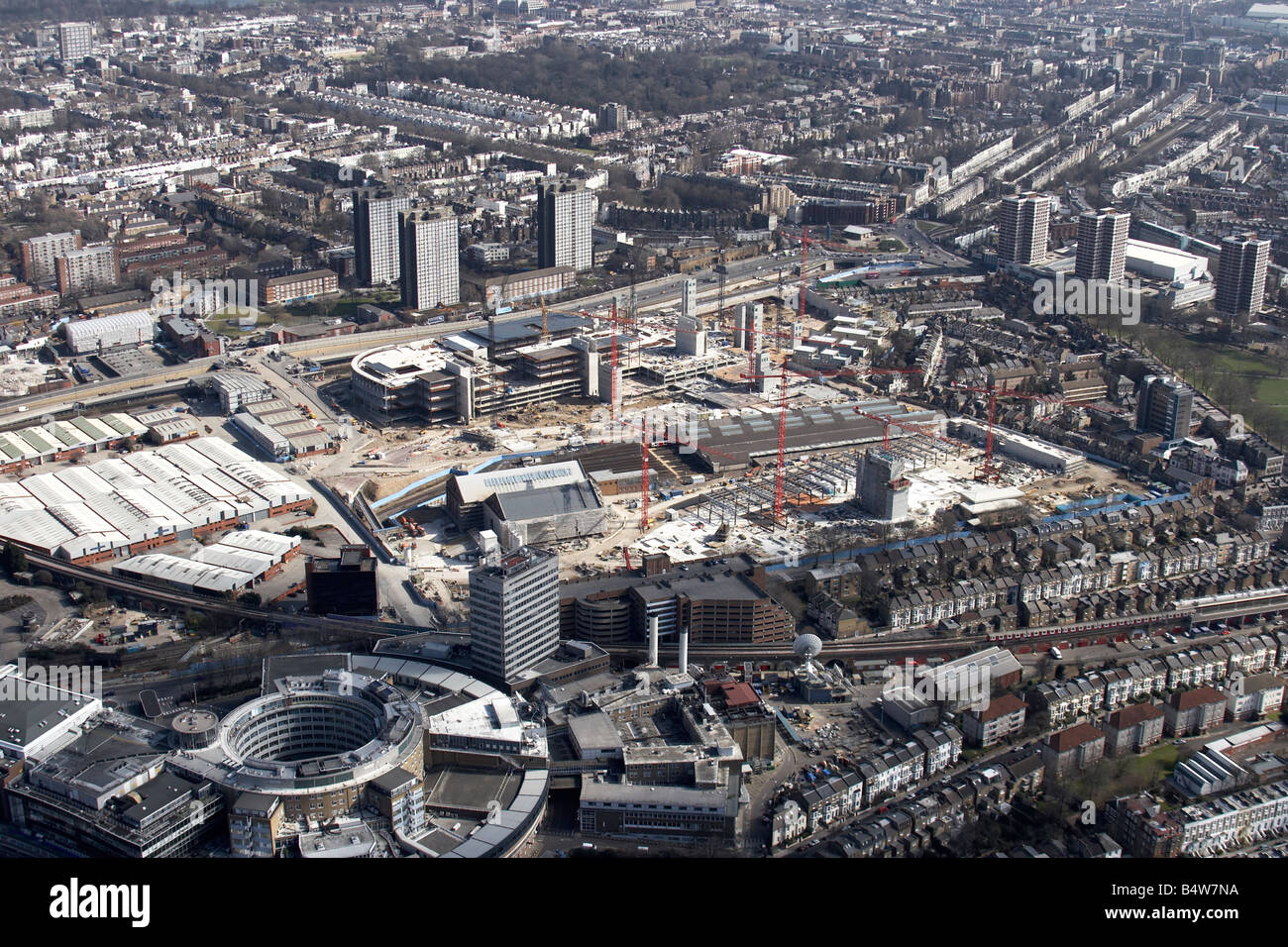Aerial view south east of Westfield White City Development Construction ...