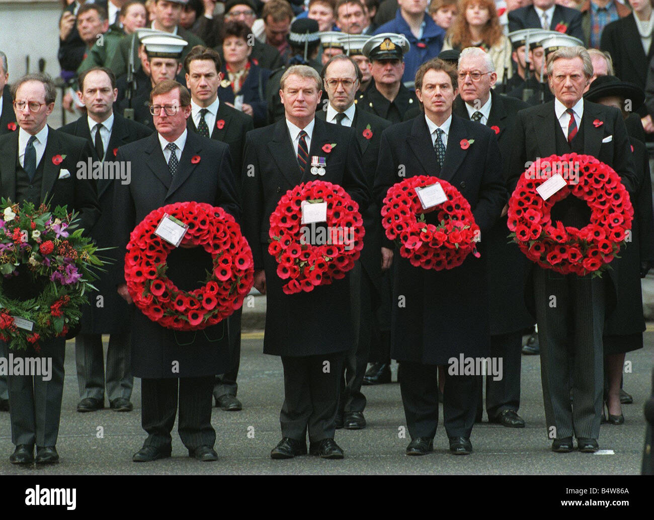 Remembrance Sunday Parade Cenotaph Whitehall London Front row left to ...