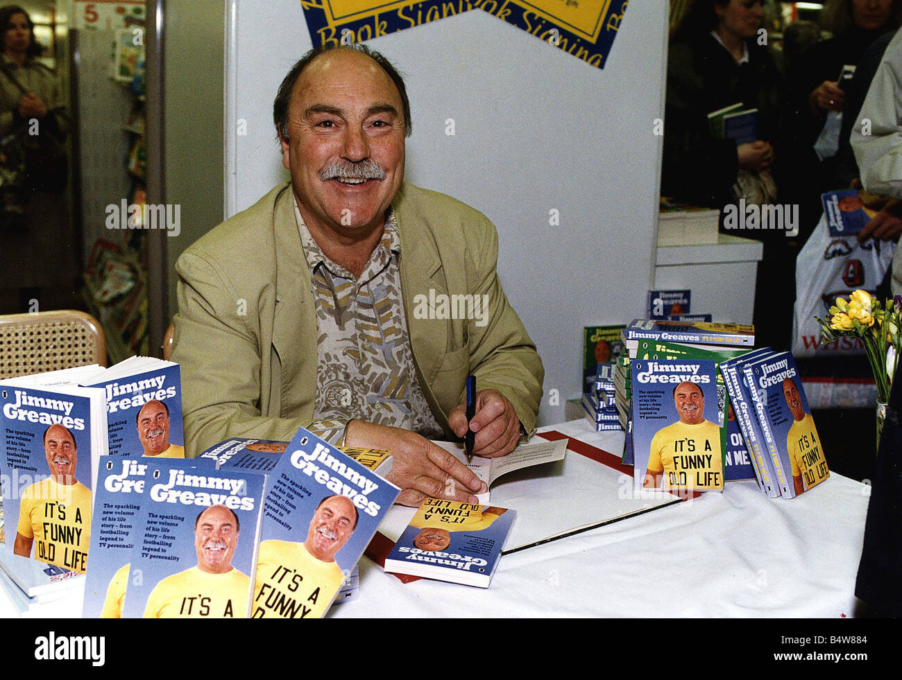 Jimmy Greaves former England footballer signs copies of his book at W H ...