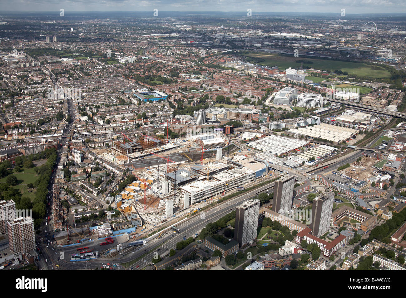 Aerial view north west of Westfield White City Development Construction ...