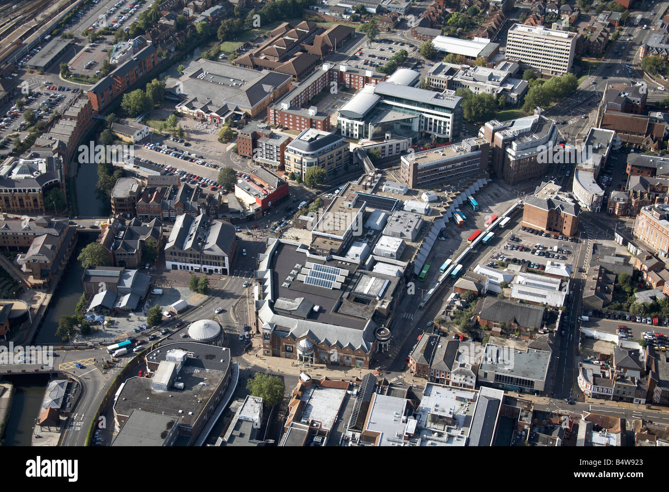 Aerial view north west of Guildford Town Centre Onslow Street North ...