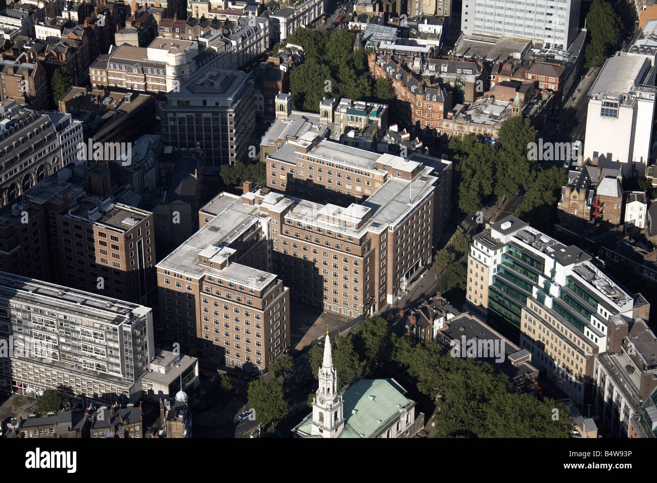 Aerial view north east of inner city buildings St Giles In The Fields C ...