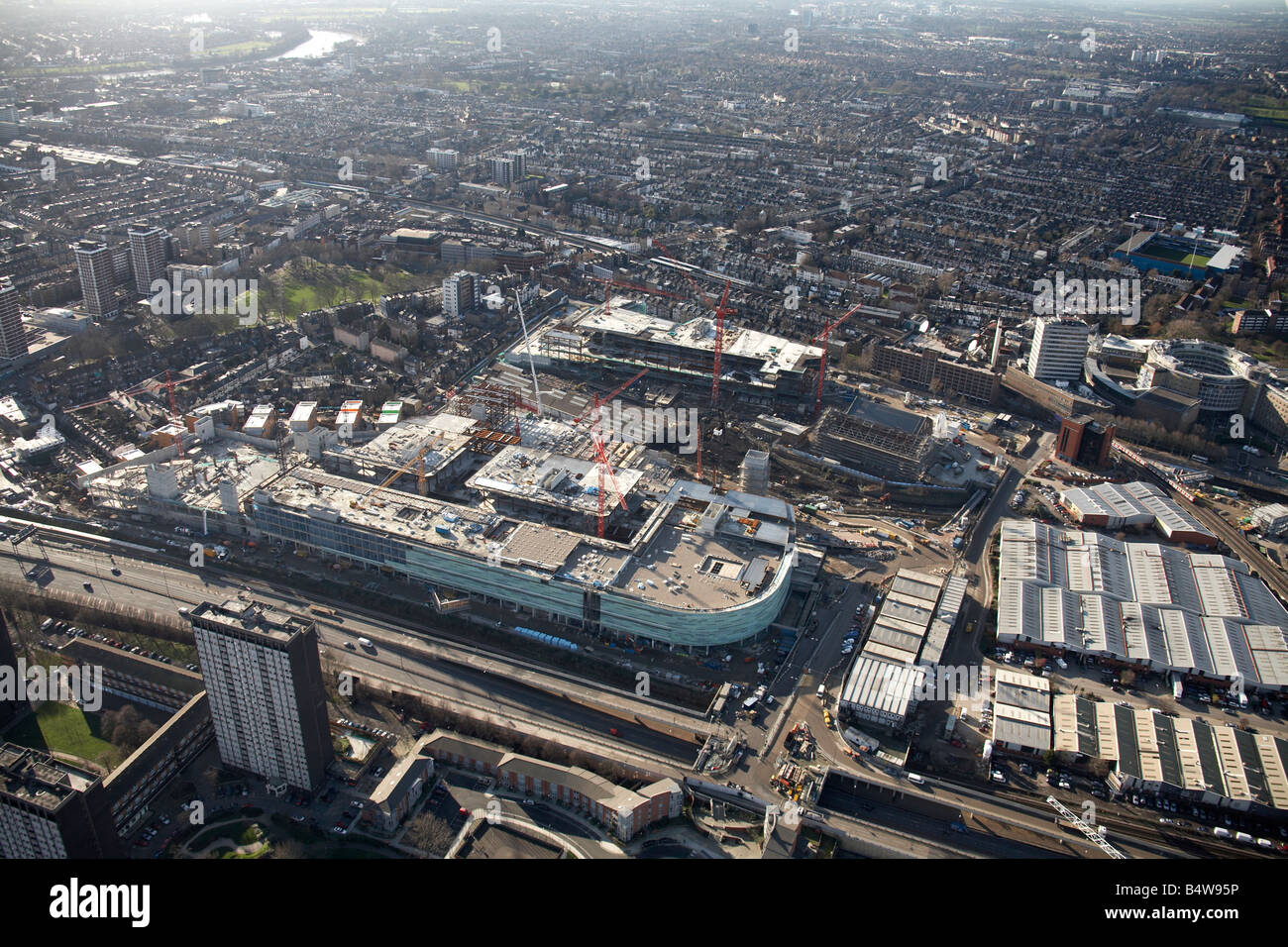 Aerial view south west of Westfield White City Development Construction ...