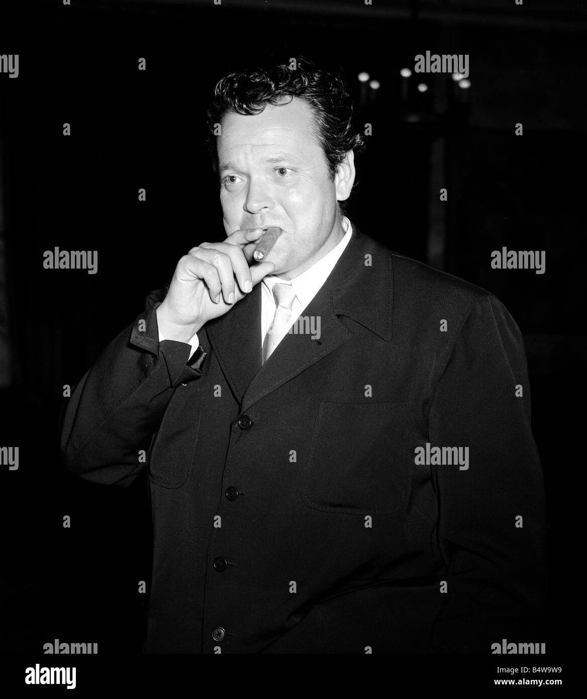 Orson Welles American Actor Film Producer in London Hotel smoking a ...