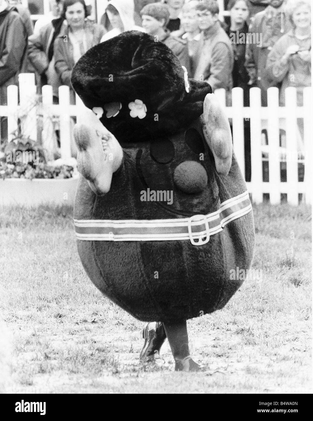 Princess Anne having fun dressed up as Mr Funny August 1985 Stock Photo ...