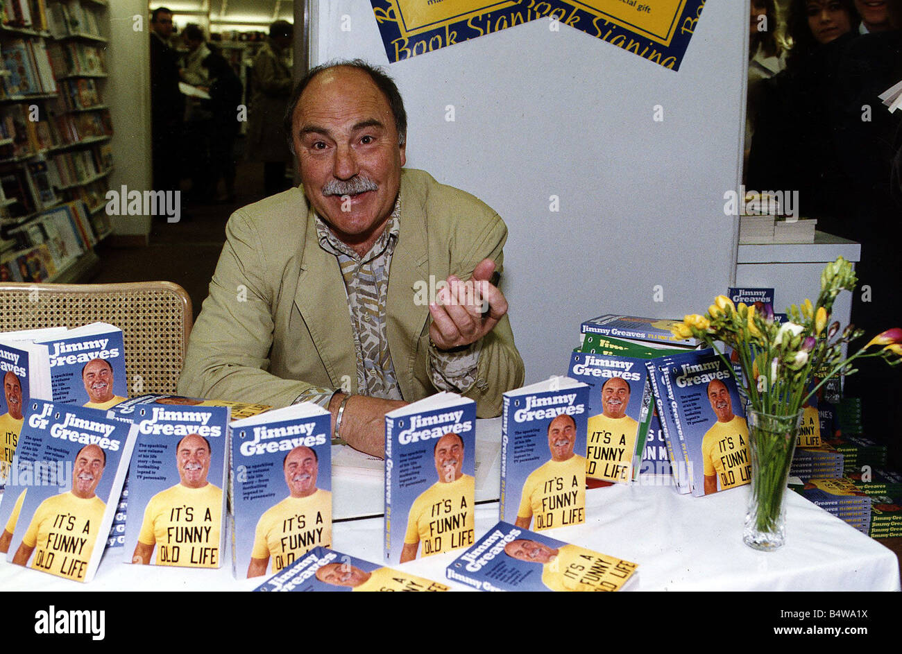 Jimmy Greaves former England footballer signs copies of his book It s a ...