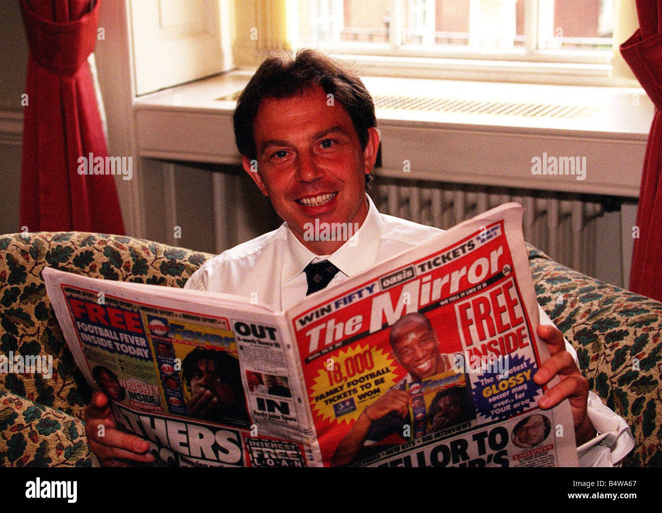 Tony Blair Prime Minister at Number 10 1997 reading a copy of The ...