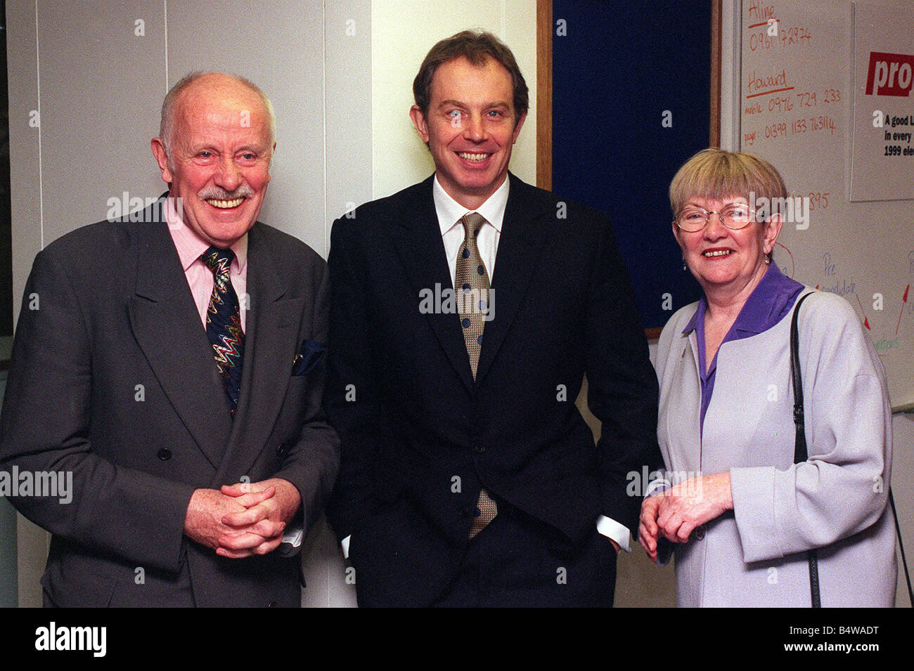 Tony Blair with actor Richard Wilson and Margaret Prosser at the Labour ...