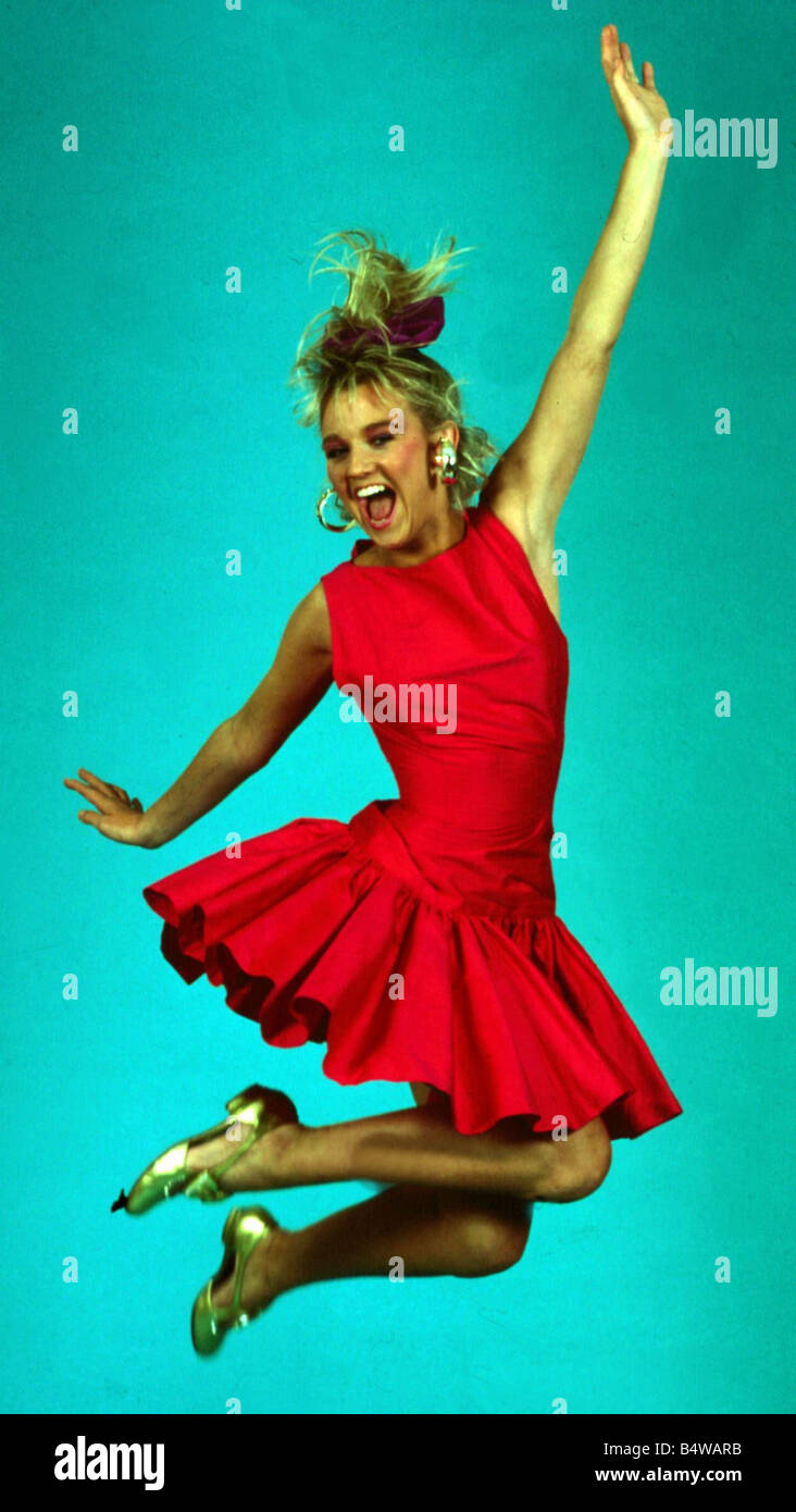 Lisa Maxwell wearing red dress June 1987 Stock Photo - Alamy