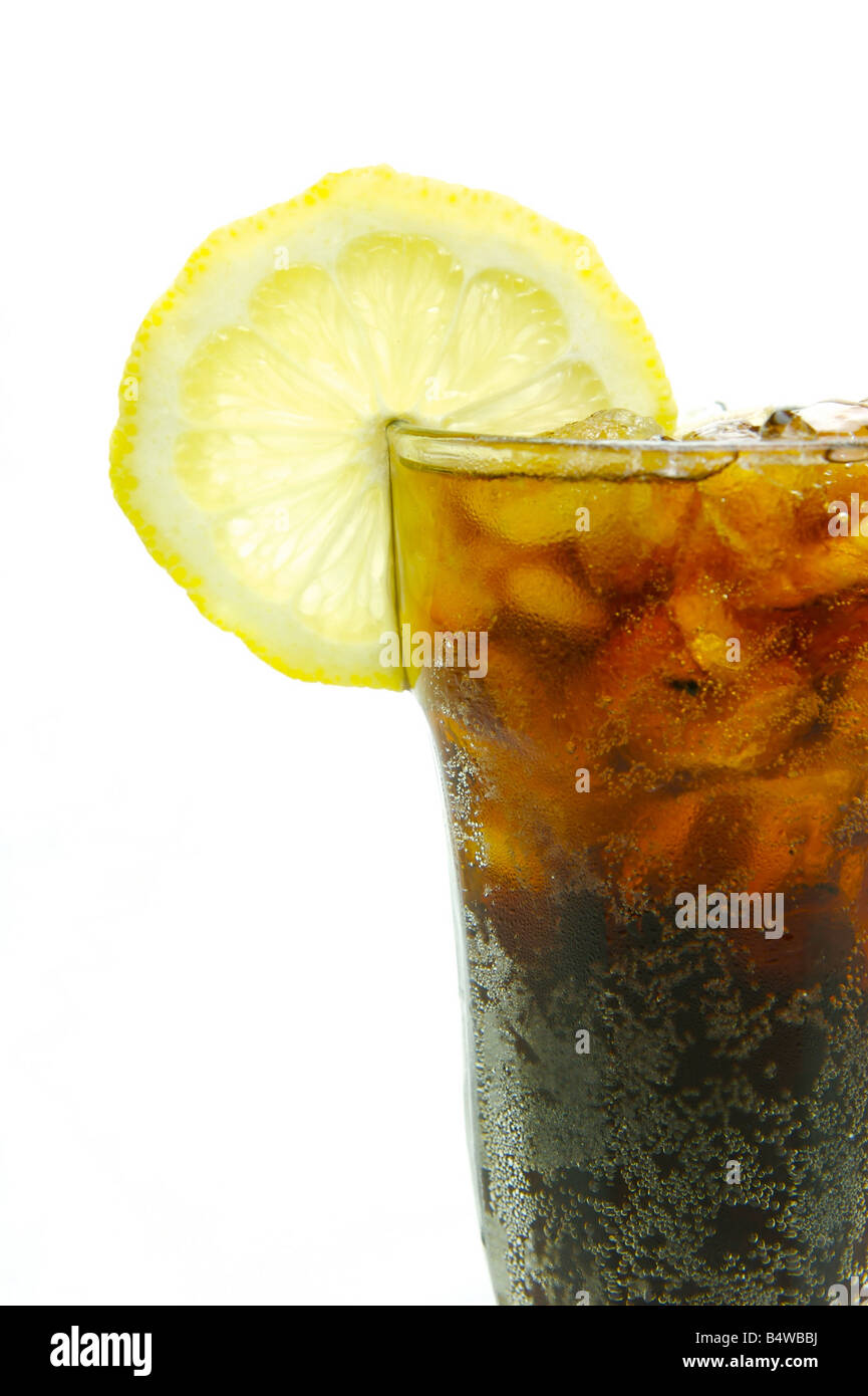A glass of lemon cola isolated against a white background Stock Photo ...