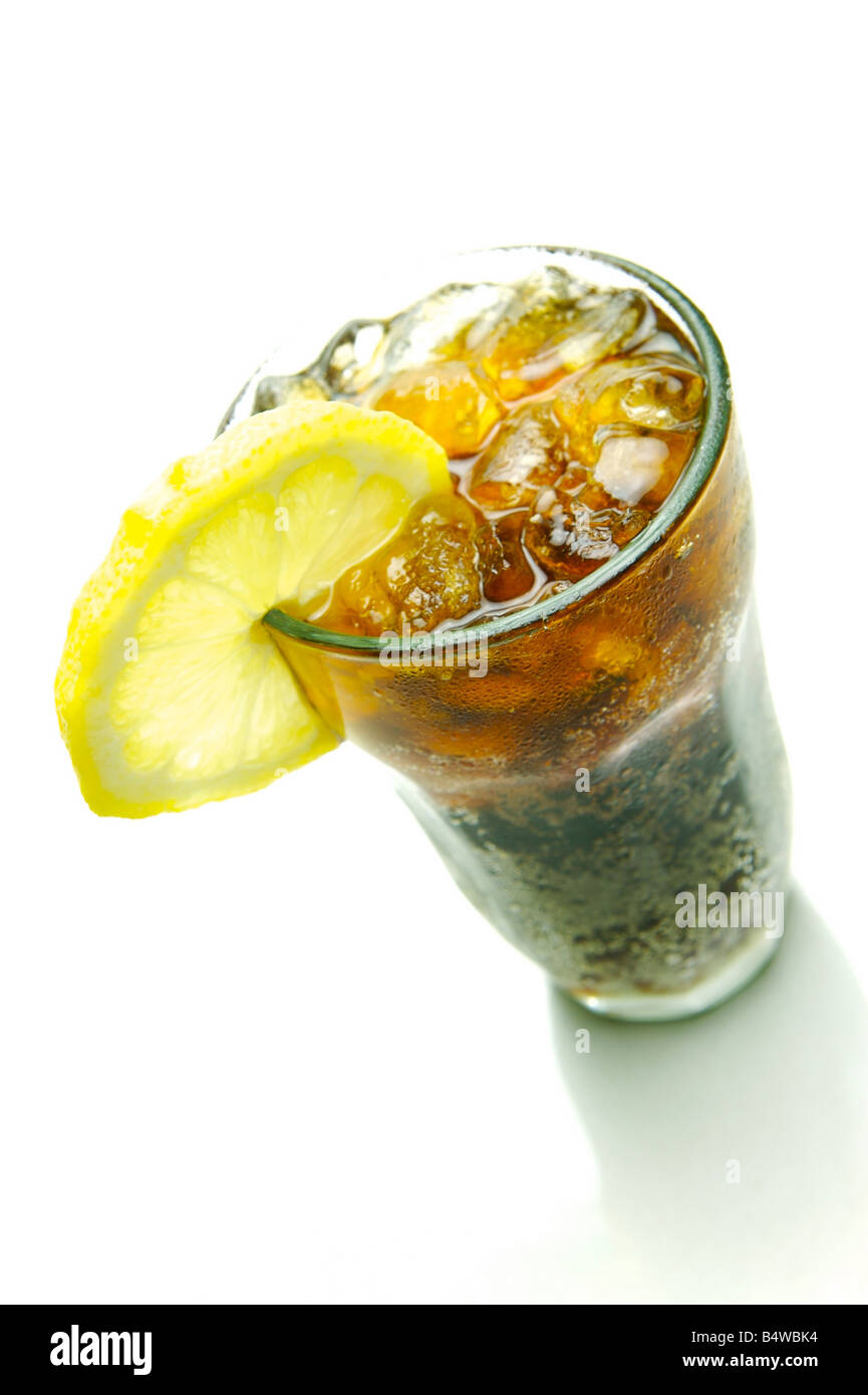 A glass of lemon cola isolated against a white background Stock Photo ...