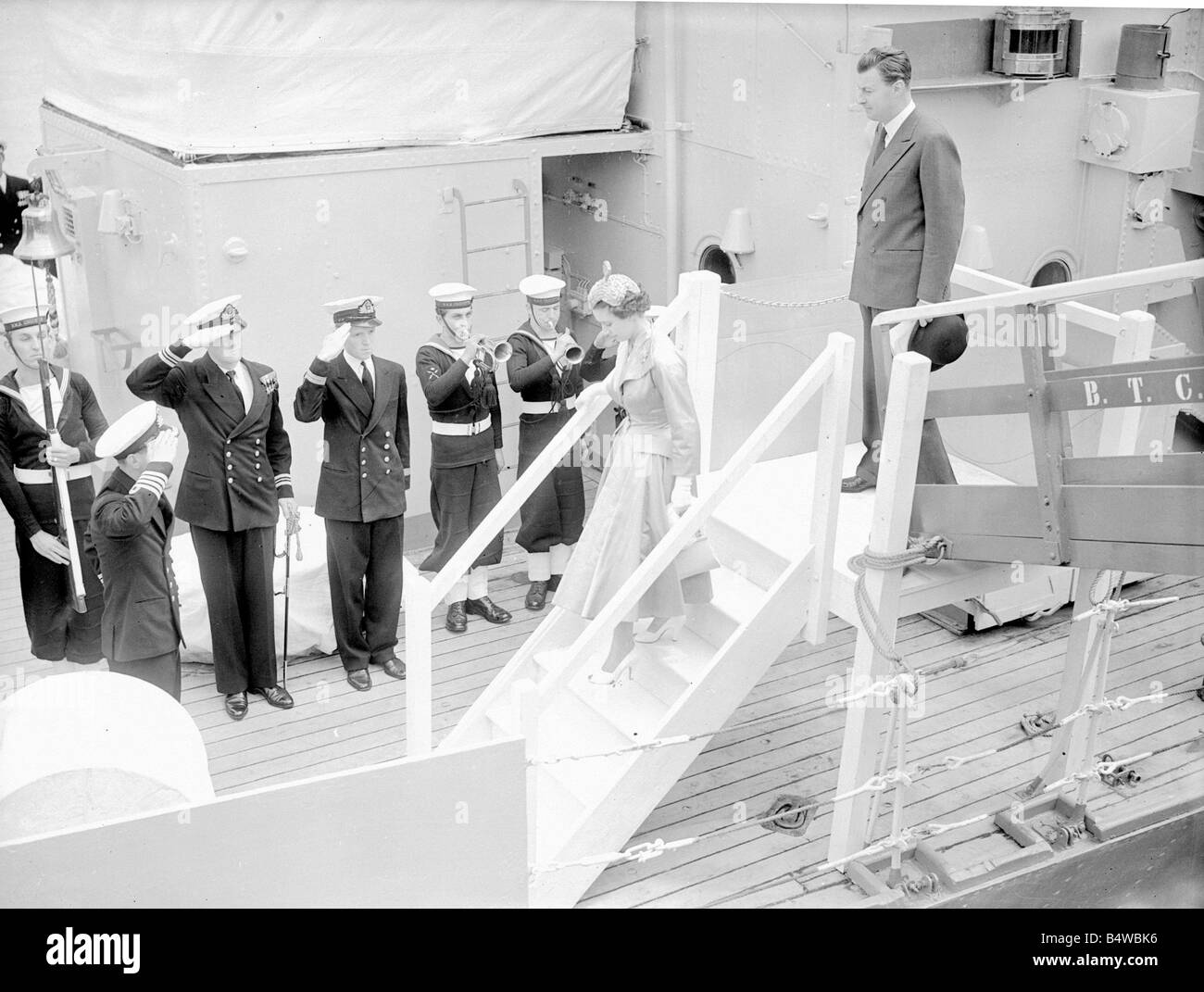 Princess Margaret seen here boarding HMS Coquette a Royal Navy ...