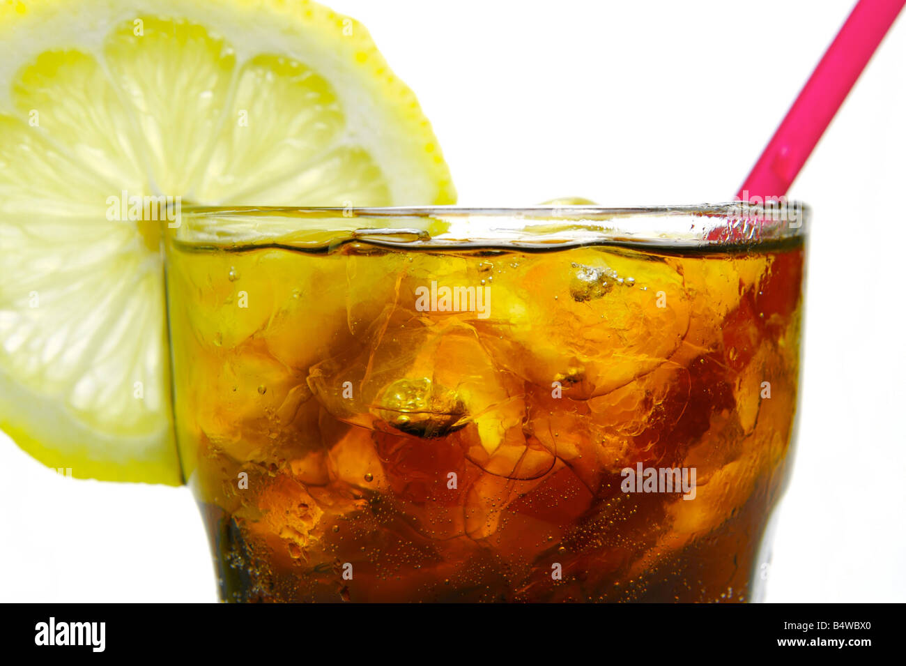 A glass of lemon cola isolated against a white background Stock Photo ...