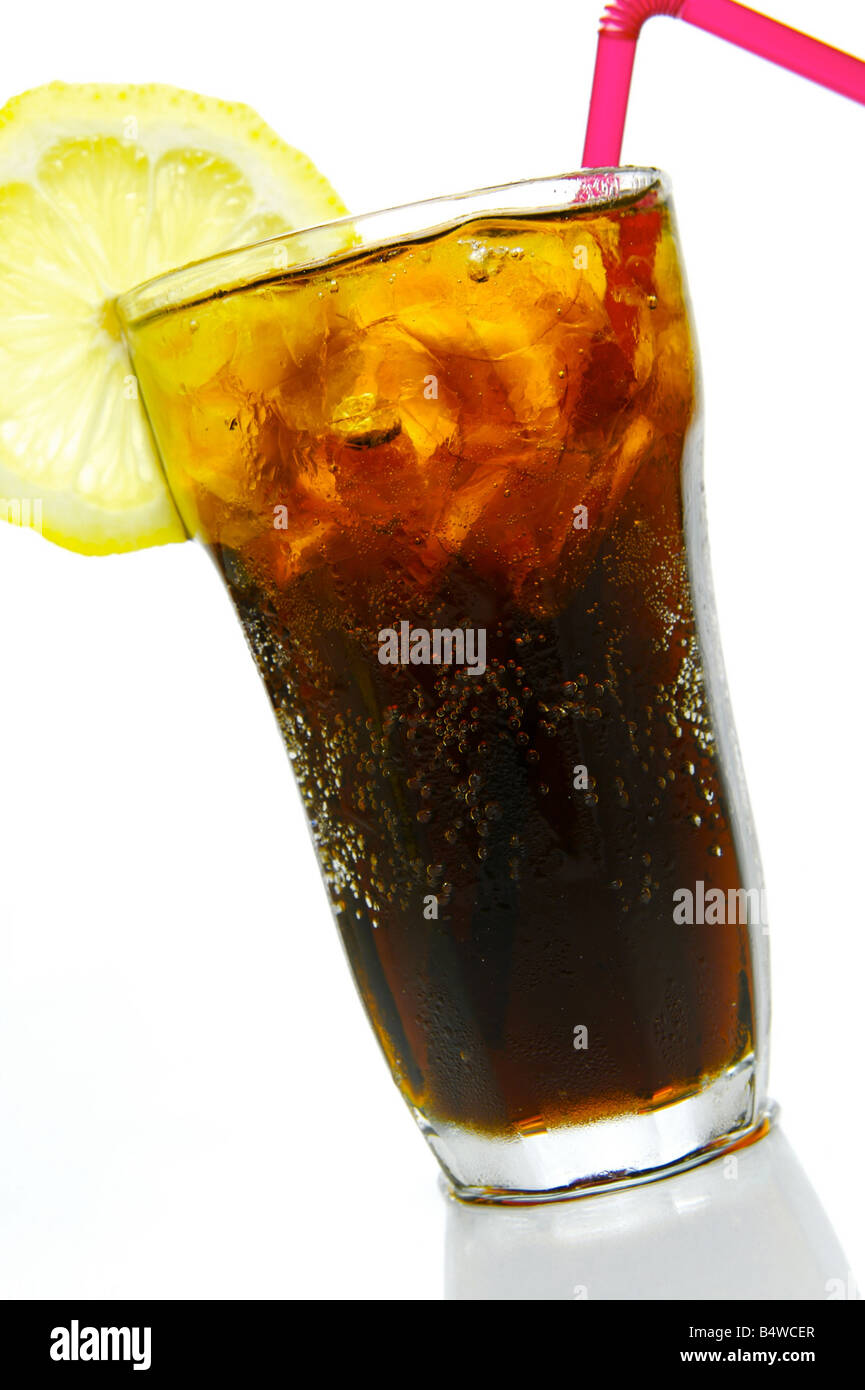 A glass of lemon cola isolated against a white background Stock Photo ...
