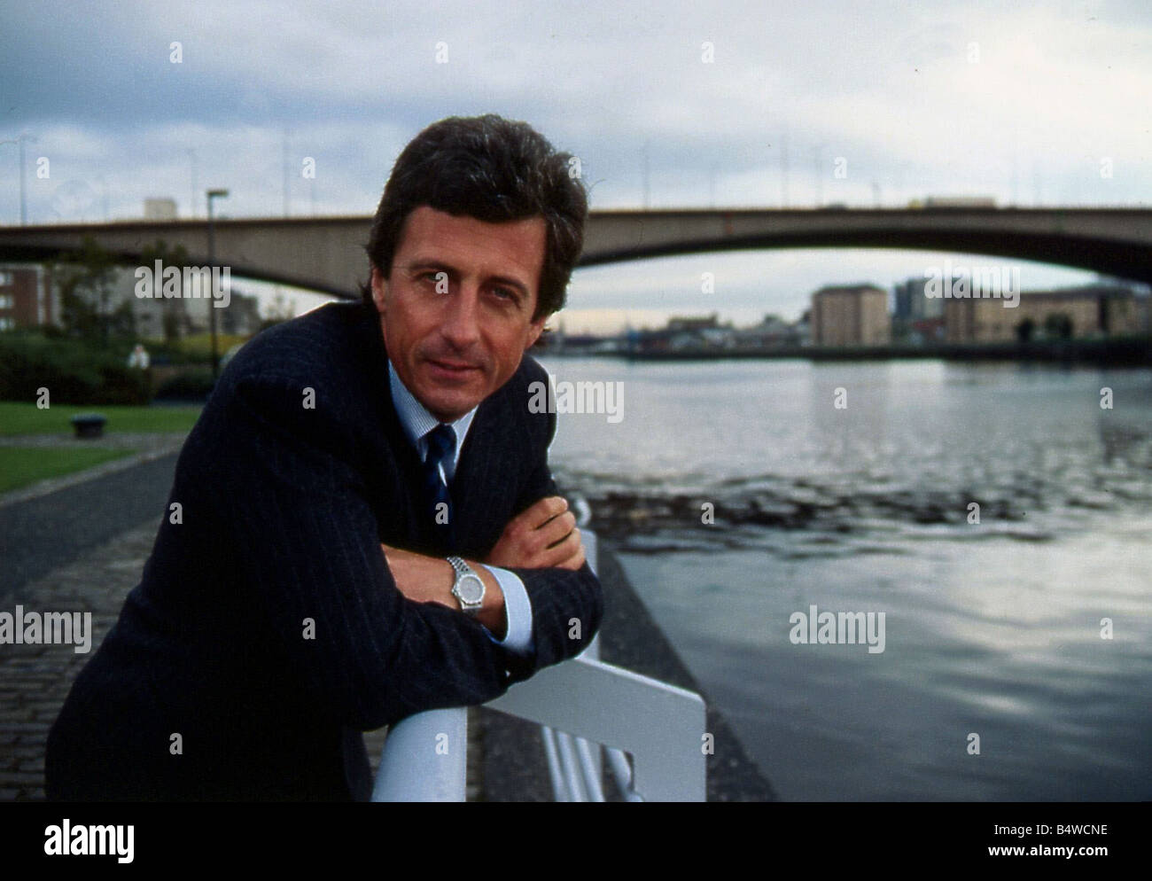 Robert Lacey beside River Clyde Glasgow November 1987 Stock Photo - Alamy
