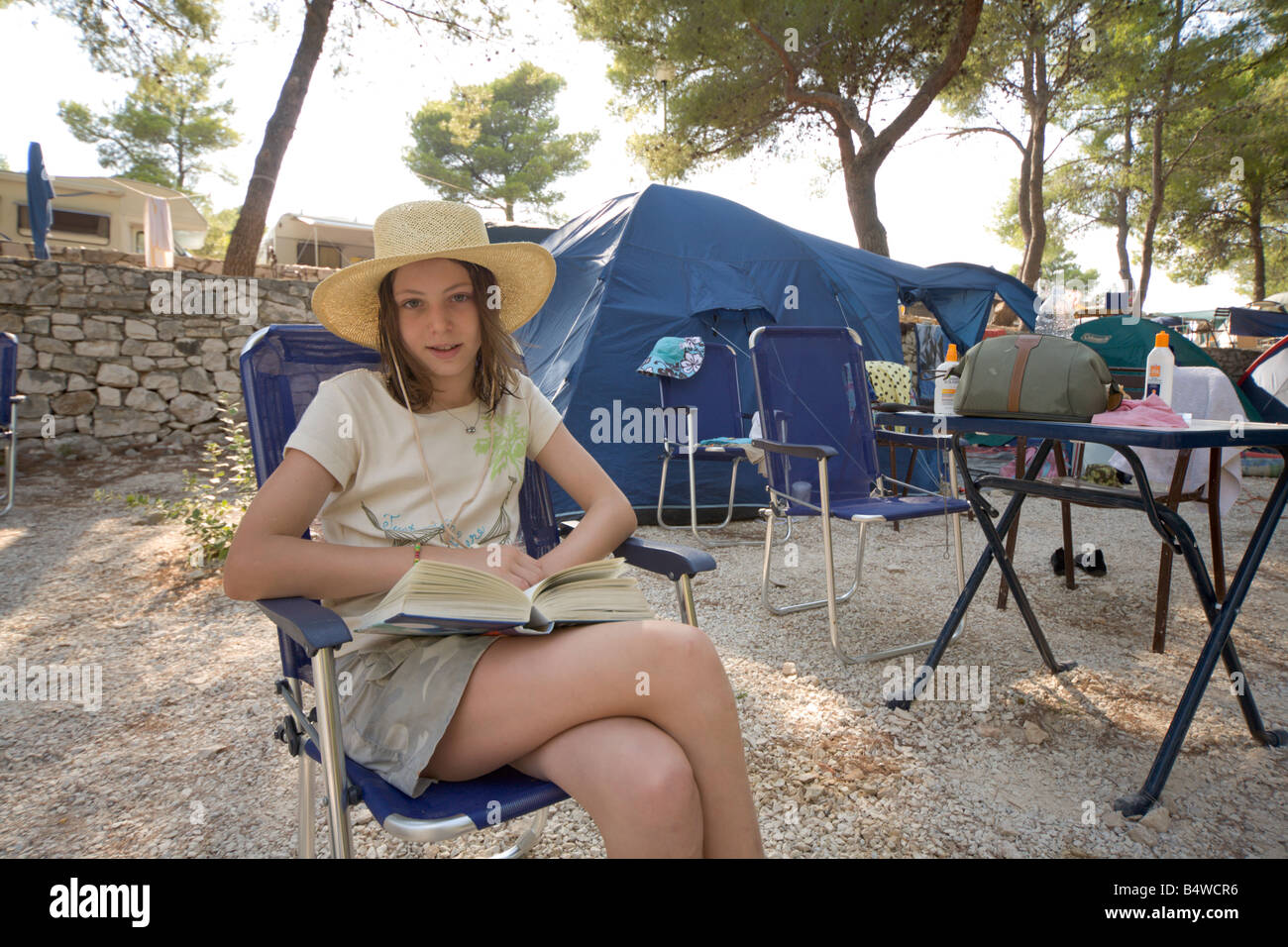 Girl twelve relaxes at Camp Vira Hvar Croatia Stock Photo - Alamy