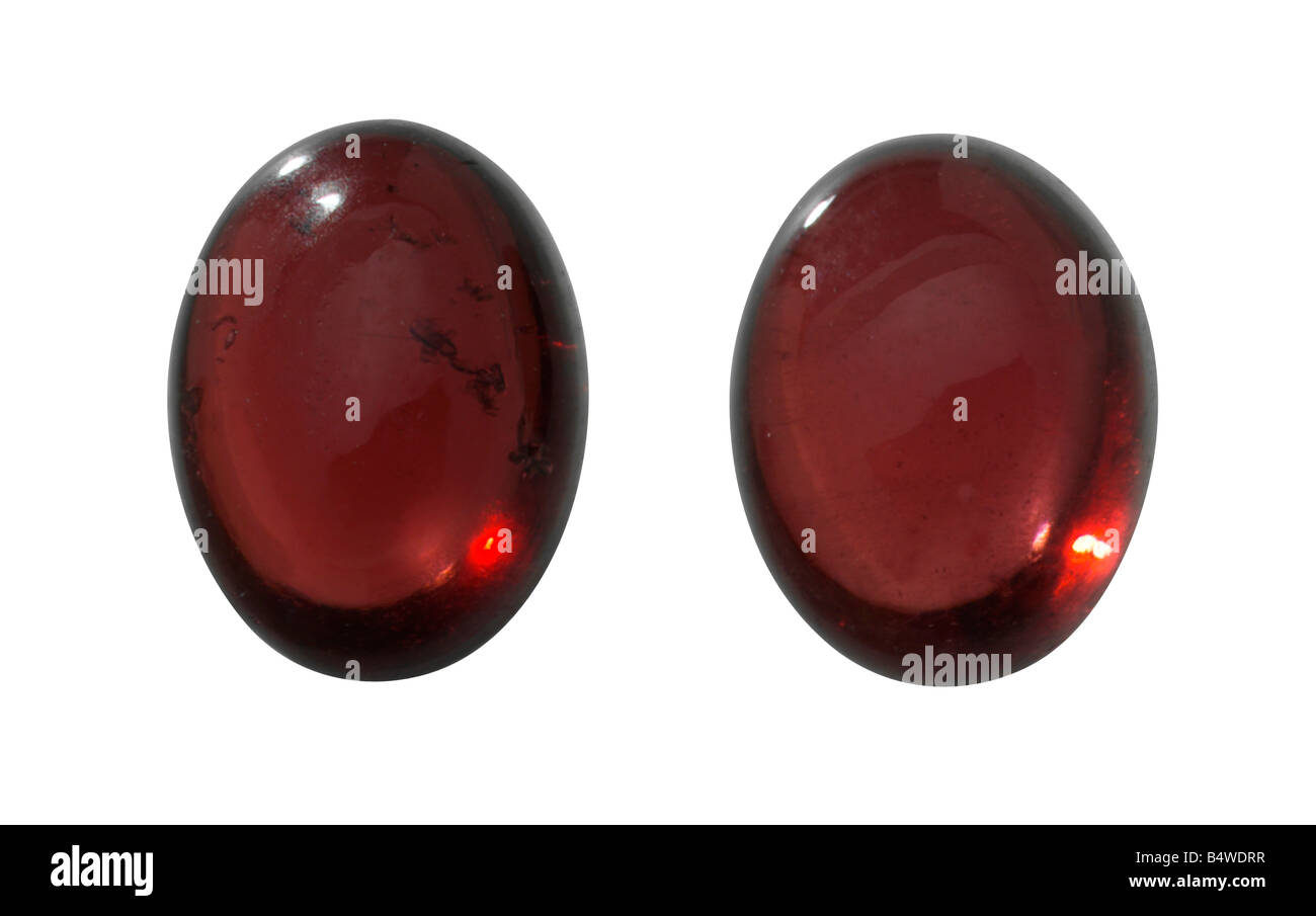 Two garnet cabouchon stones Stock Photo - Alamy