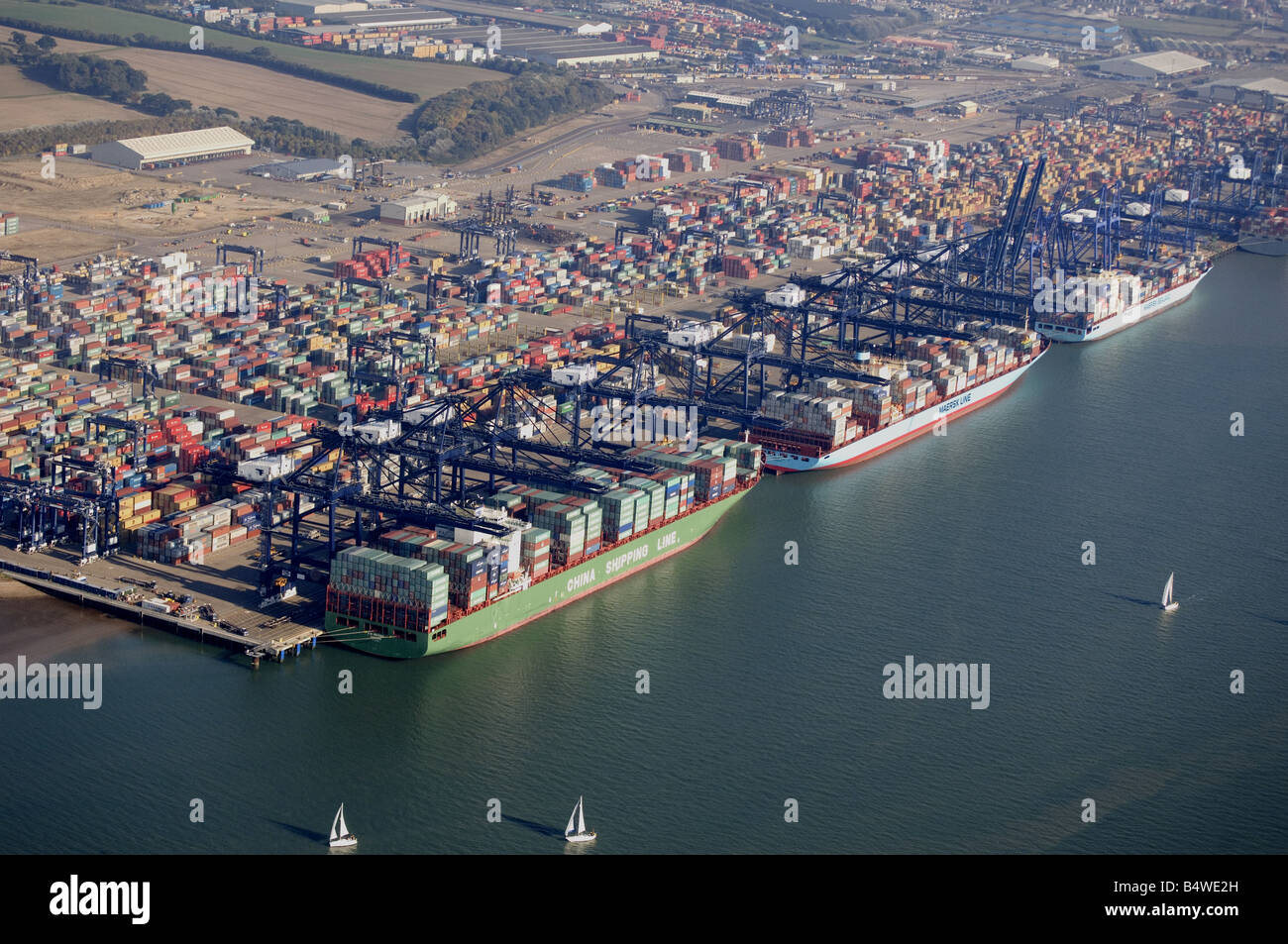 Aerial view of Felixstowe Docks UK Stock Photo - Alamy