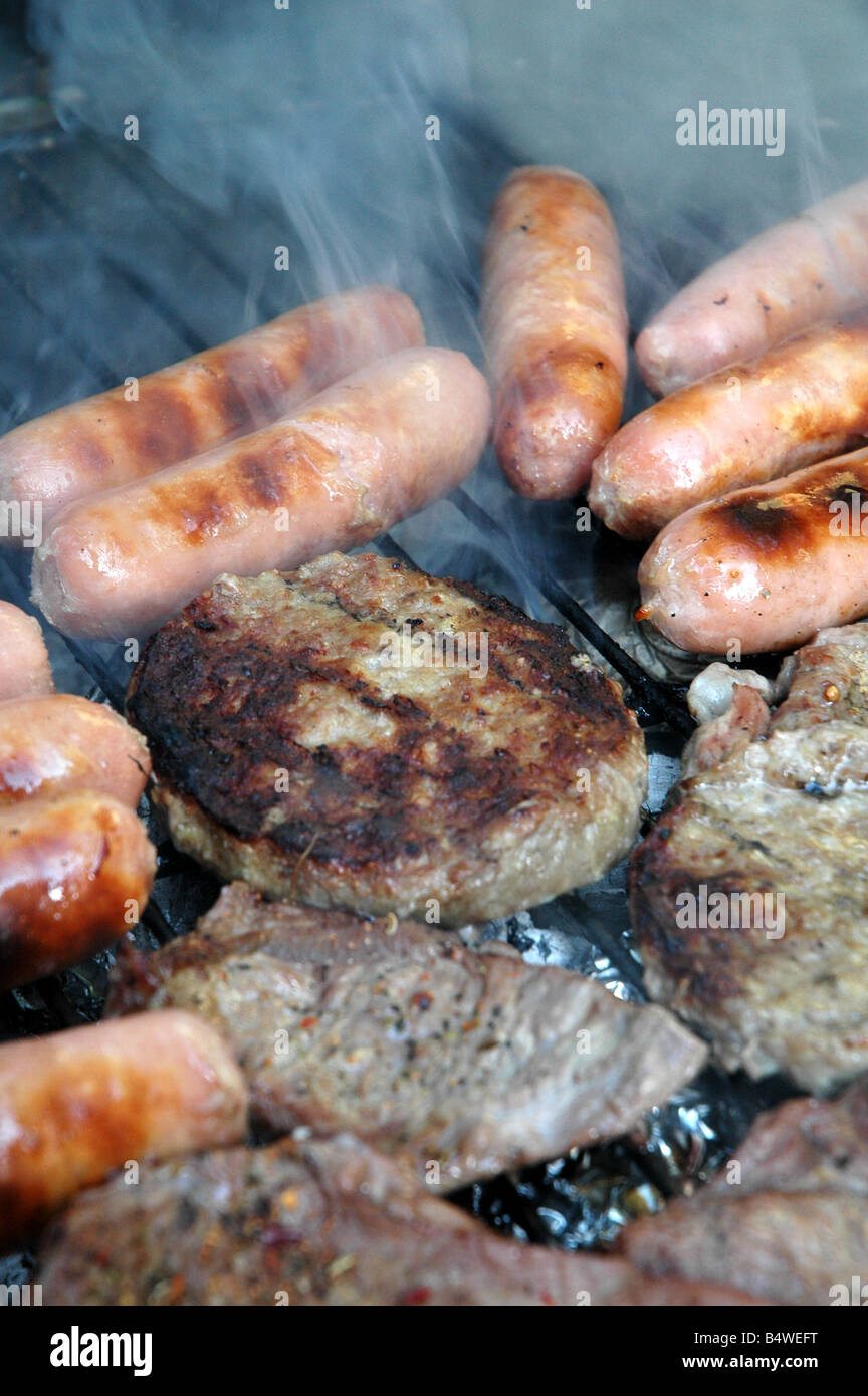 Food cooking on a bar-b-que Stock Photo - Alamy