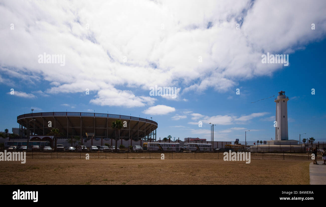 A view of a bull fighting arena, Plaza de Tores Monumental, in Tijuana ...