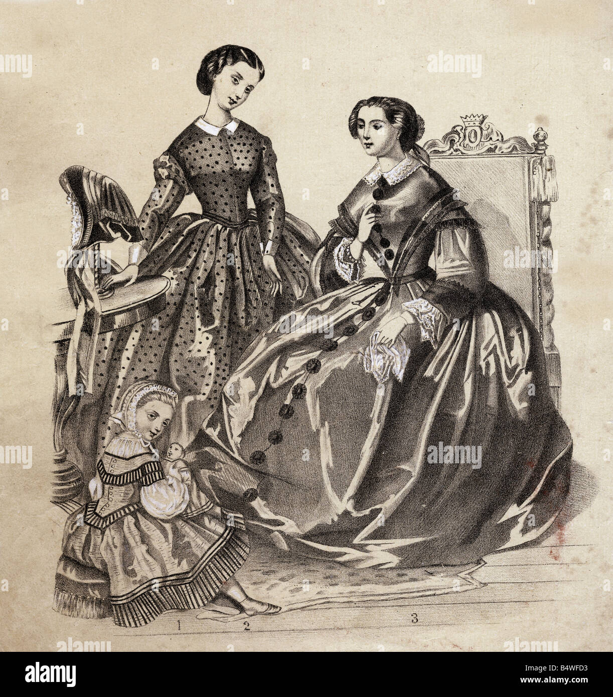 fashion, 19th century, ladies fashion, Germany, lithograph, supplement ...