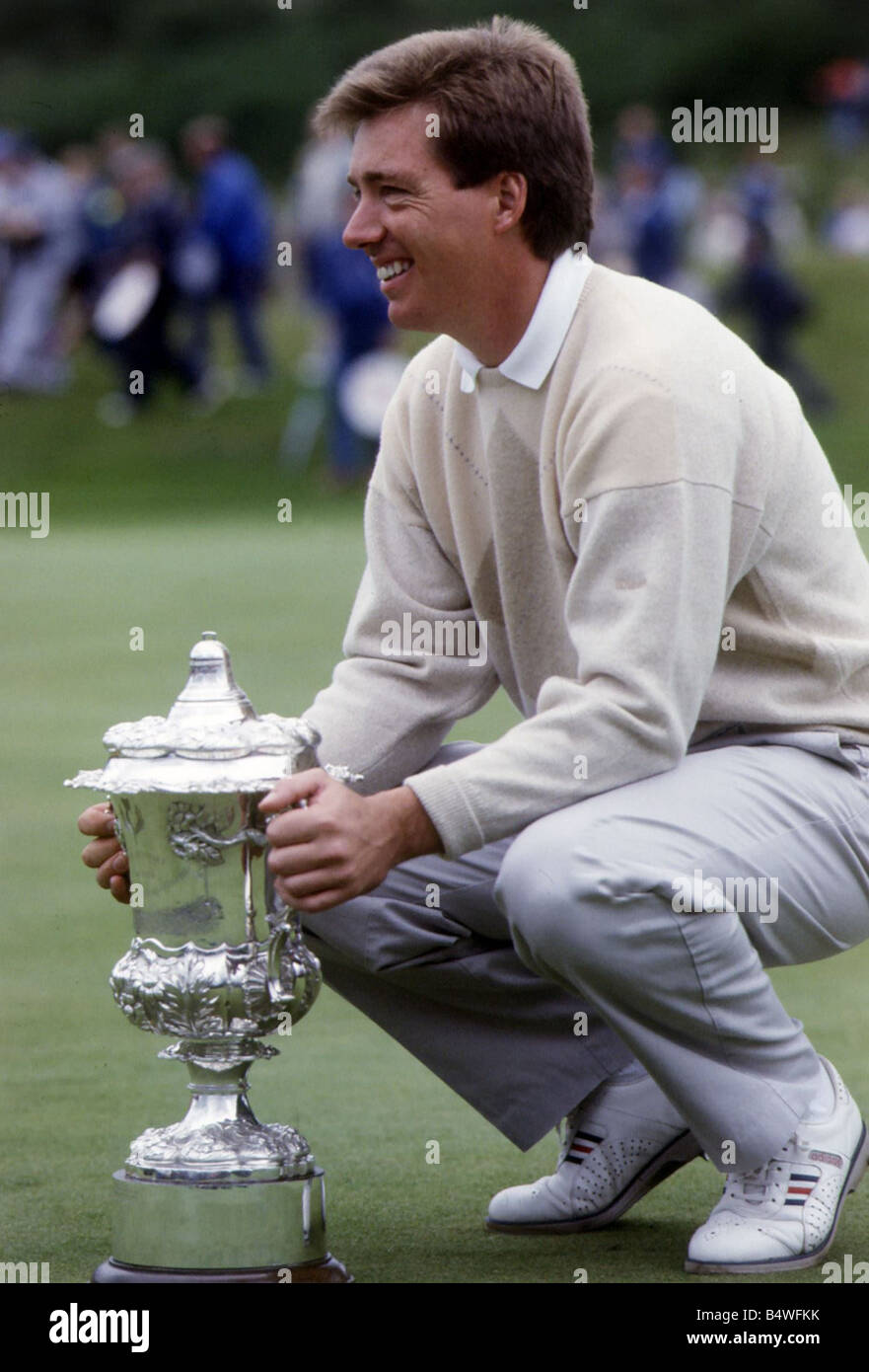 Barry Lane with Bells Scottish Open trophy July 1988 Stock Photo - Alamy