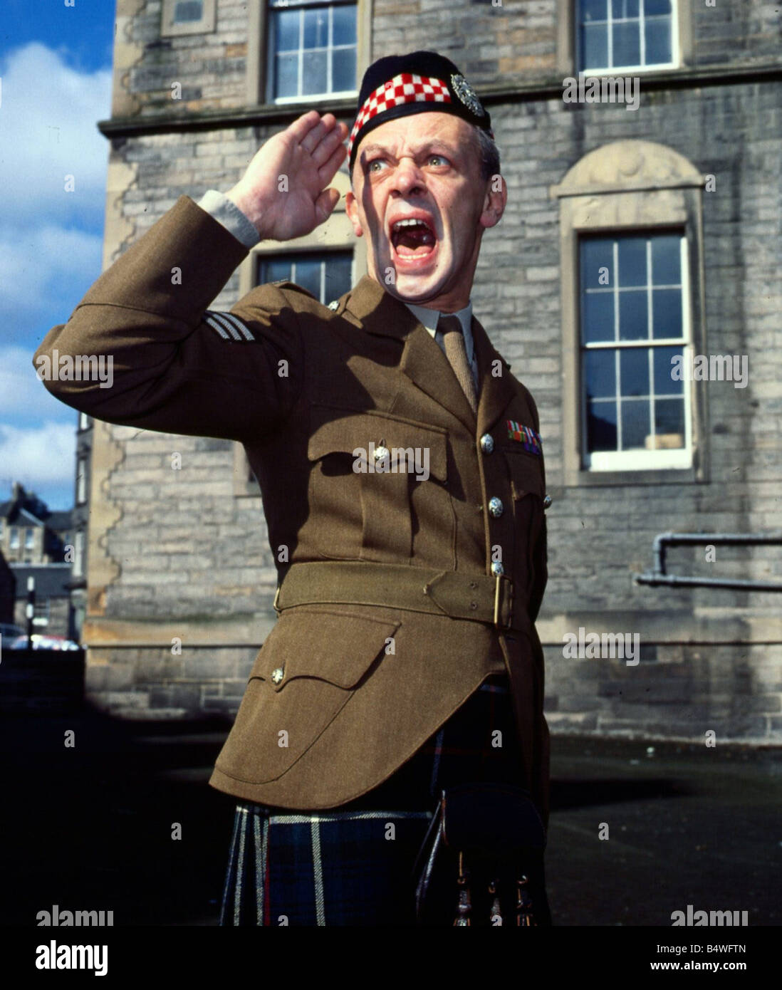 Russell Hunter dressed as soldier August 1981 Stock Photo - Alamy