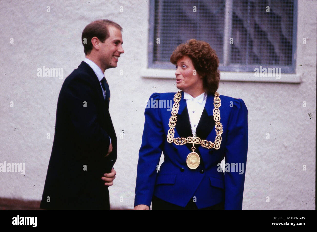 Prince Edward in Glasgow Provost Susan Baird December 1989 Stock Photo ...