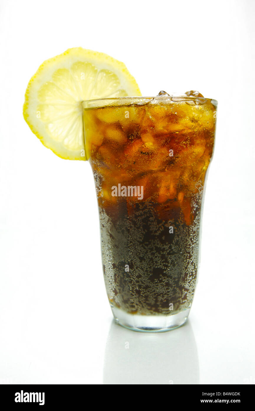 A glass of lemon cola isolated against a white background Stock Photo ...