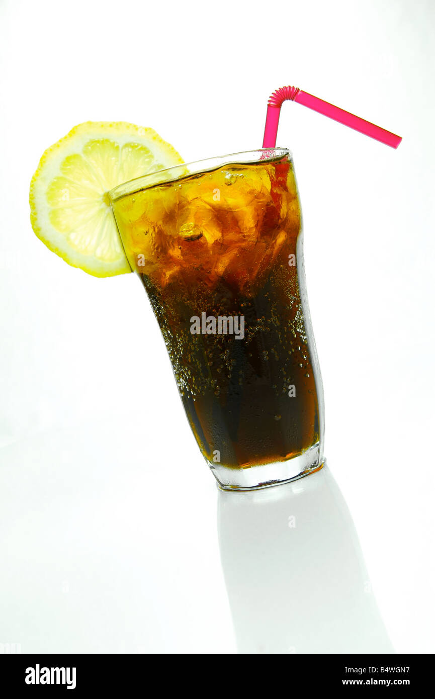A glass of lemon cola isolated against a white background Stock Photo ...