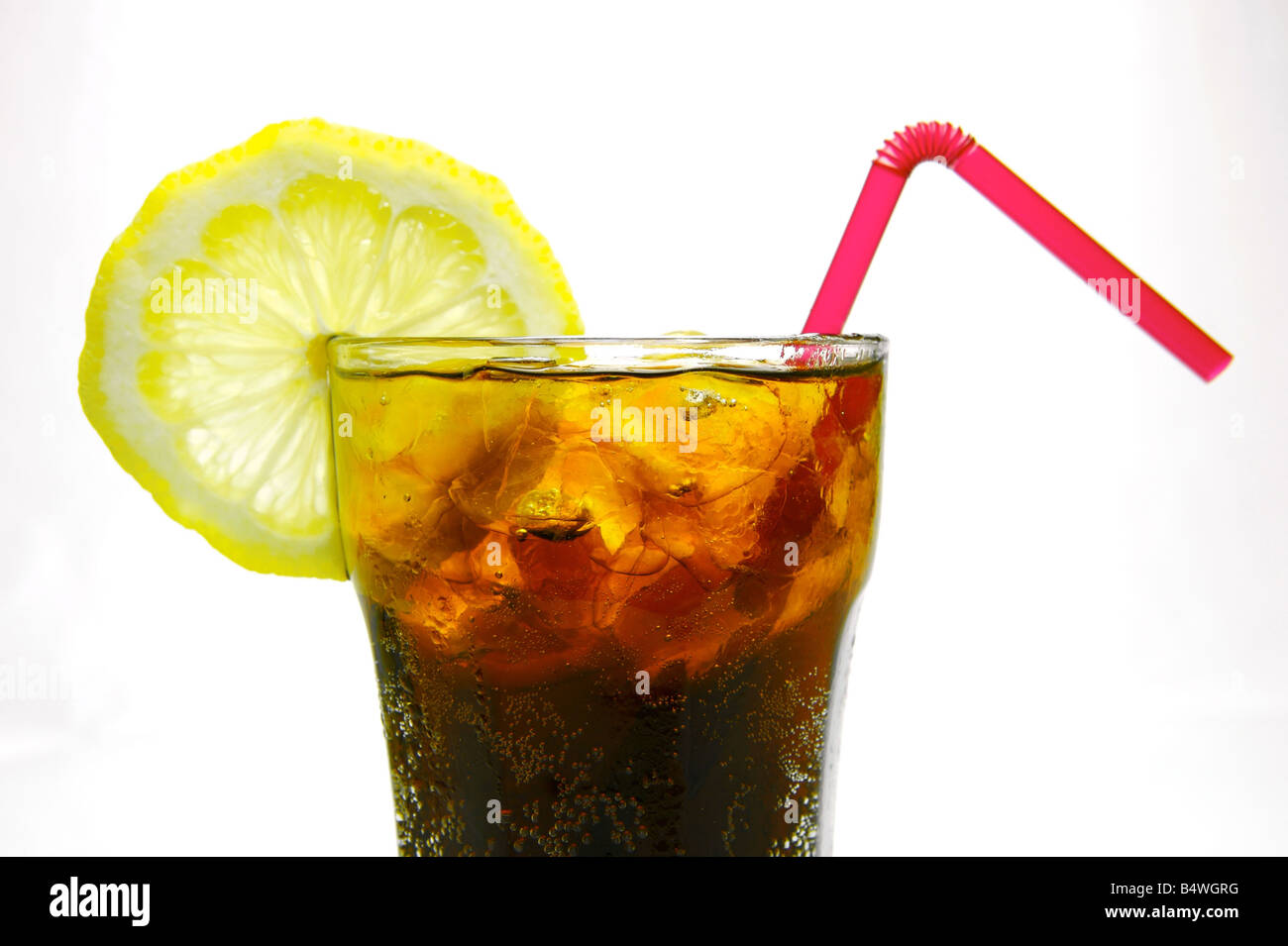 A glass of lemon cola isolated against a white background Stock Photo ...