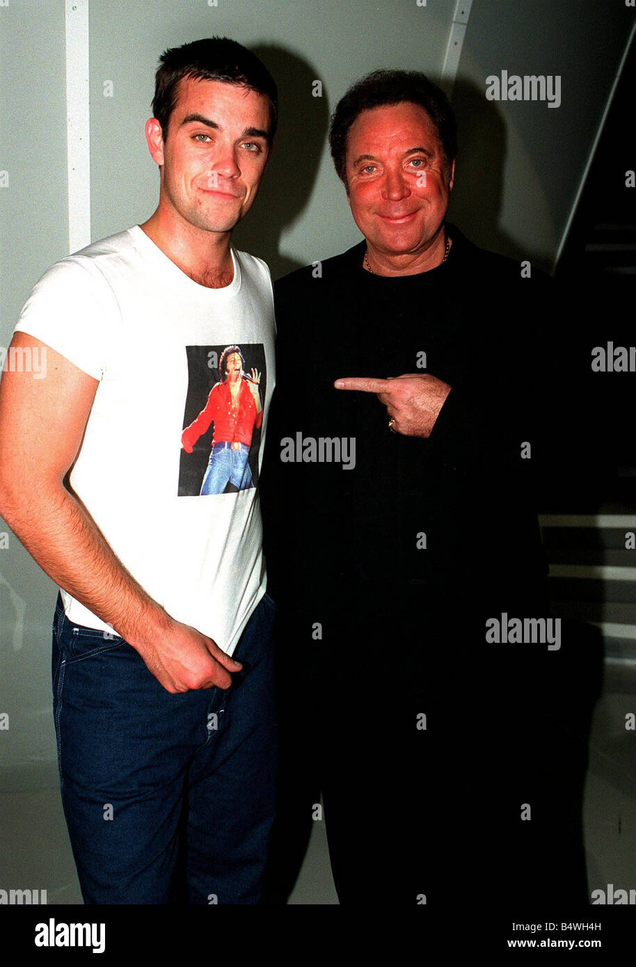 Robbie Williams and Tom Jones February 1998 After rehearsing their act ...