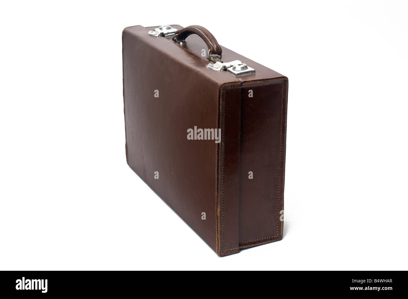 An old brown leather attache case Stock Photo - Alamy
