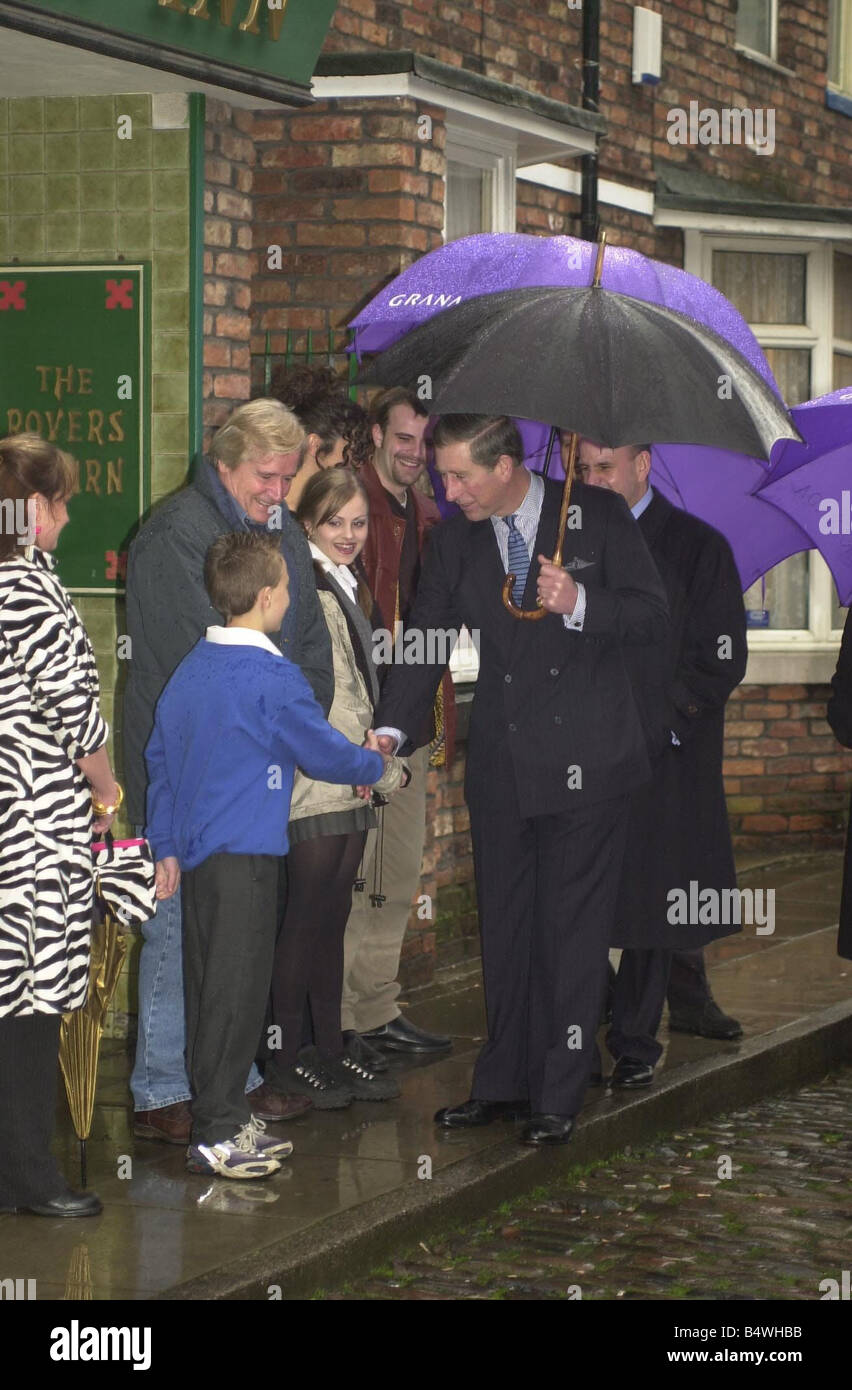 Prince Charles Dec 2000 Outside the Rovers Return pub with some of the ...