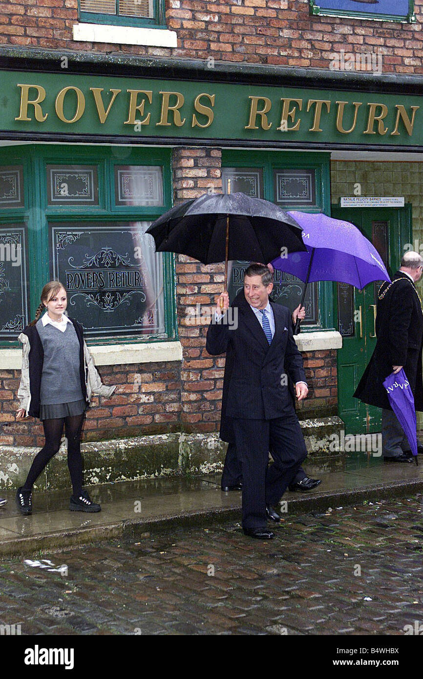 Prince Charles Dec 2000 Outside the Rovers Return pub with some of the ...