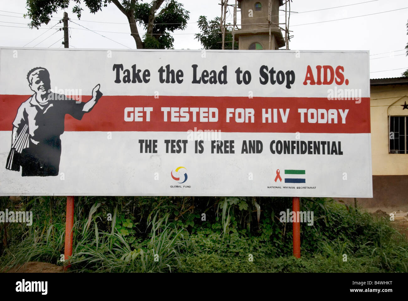 Sierra Leone August 2008 Aids billboard advertising HIV testing Stock ...