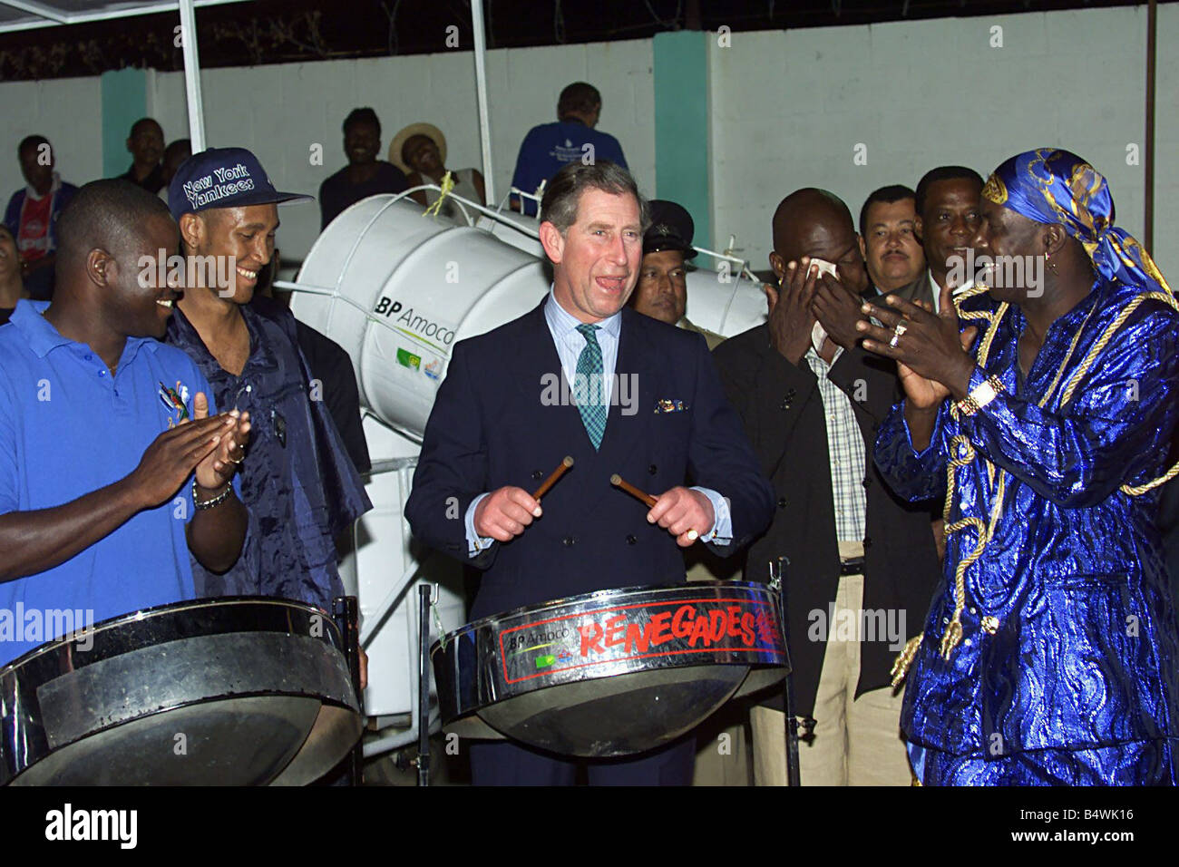 Prince Charles playing drums with Steel Band February 2000 Stock Photo ...