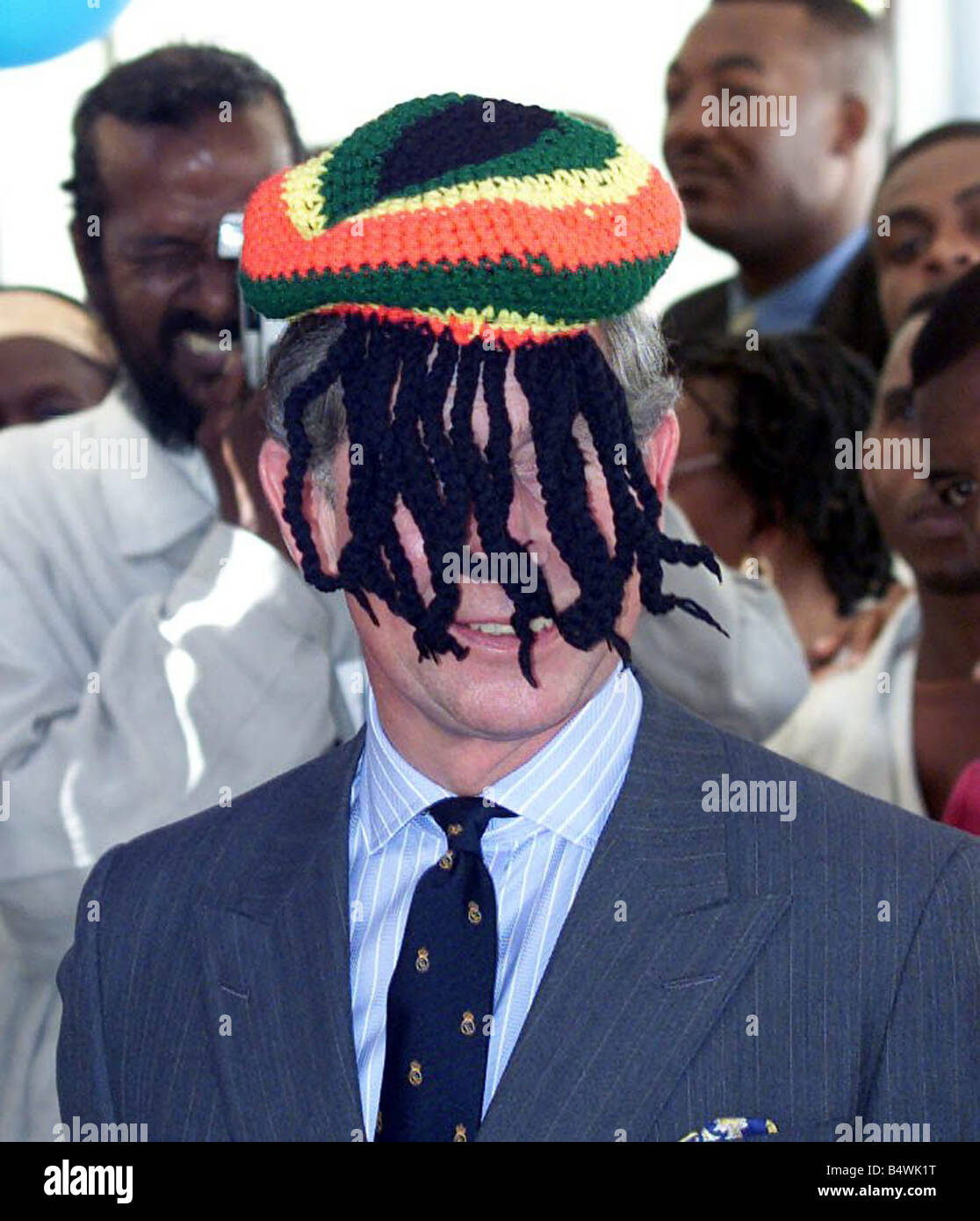Prince Charles wearing fake dreadlocks February 2000 on visit to ...