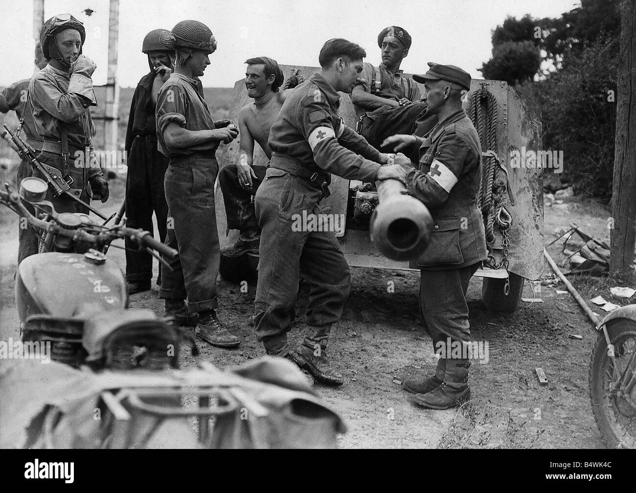 World War 2 August 1944 British and German Red Cross personnel meet ...
