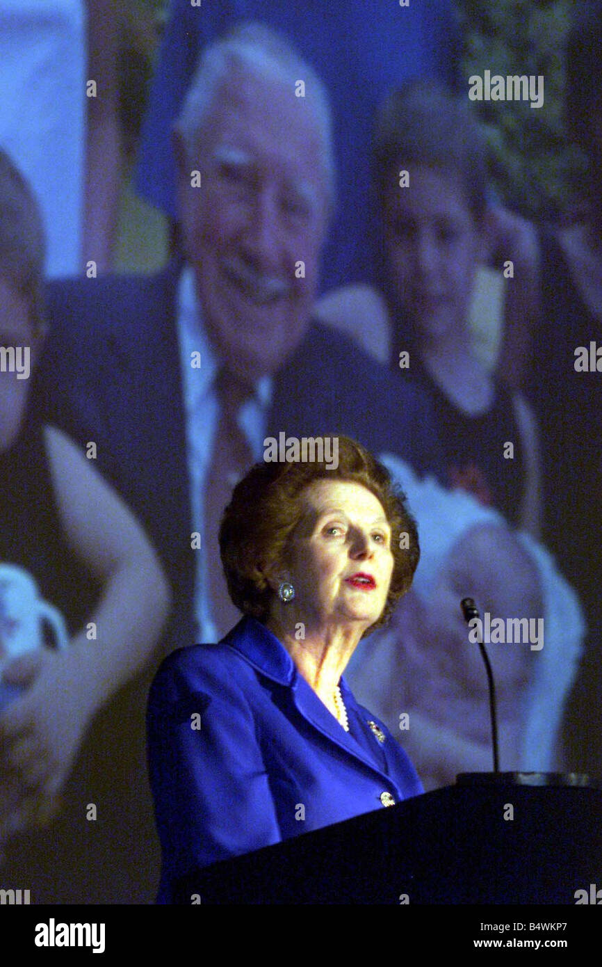 Margaret Thatcher ex Prime Minister speaking at a Blackpool cinema for ...