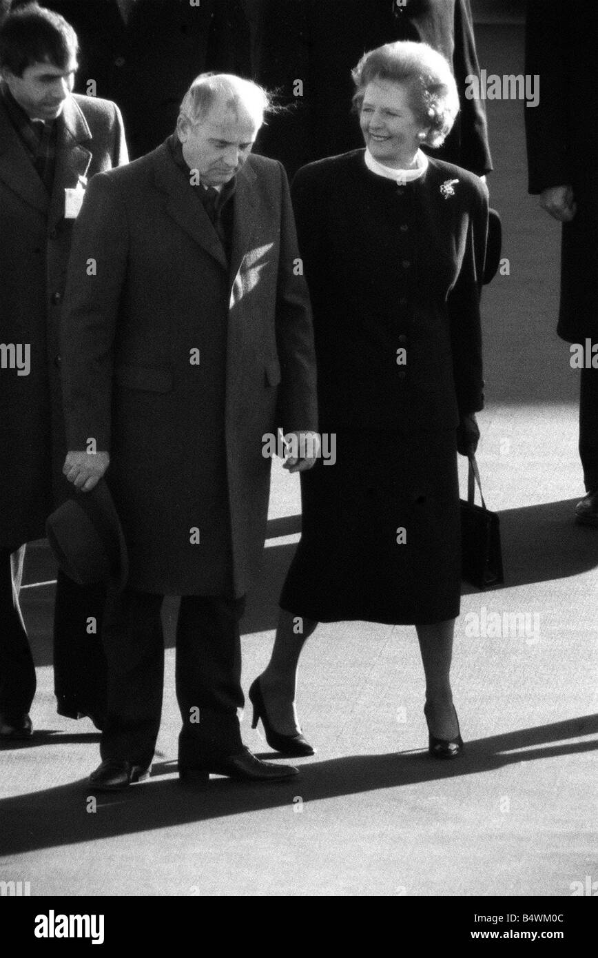 Prime Minister Margaret Thatcher meets Soviet leader President Mikhail ...