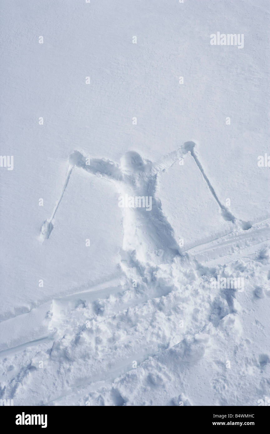 Skiers outline in the snow Stock Photo - Alamy