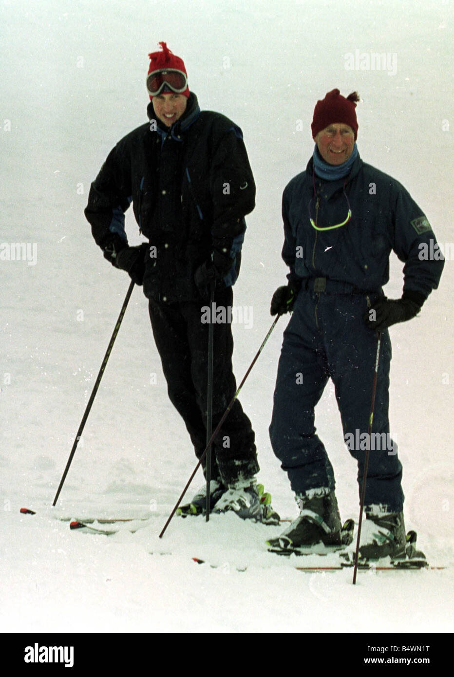 Prince Charles and Prince William stand on a ski slope at Whistler in ...