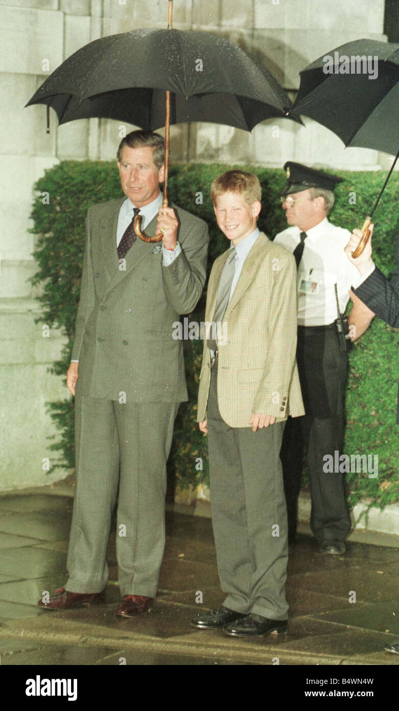 Prince Harry arrives for his first day at Eton school with his father ...